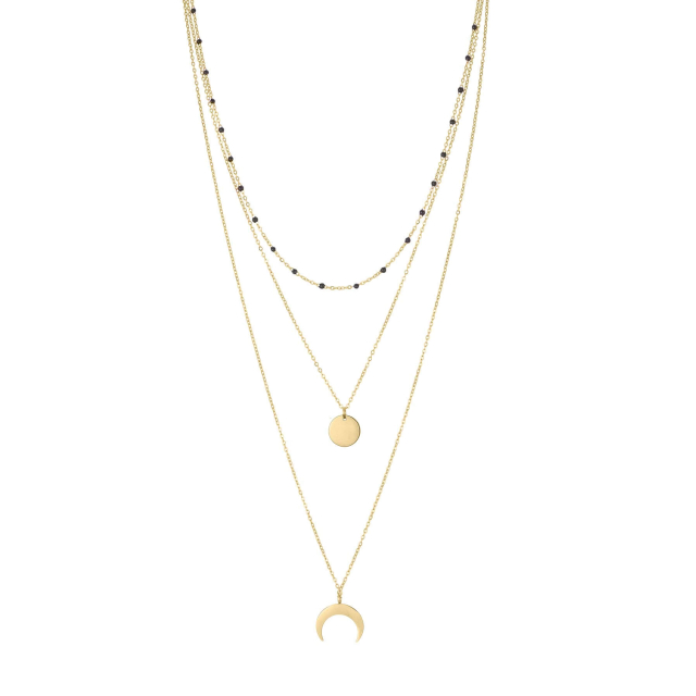 Multi rangs Lunes acier dorées : Les plus beaux colliers, pendentifs ...